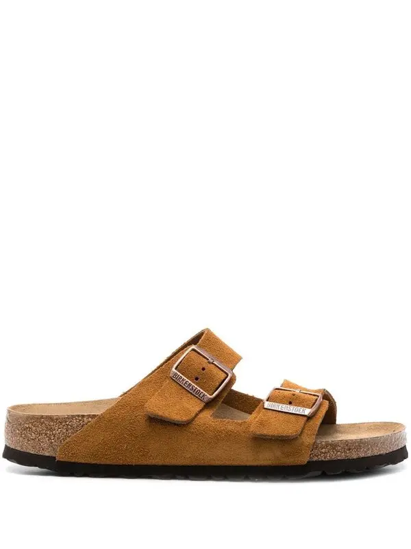 BIRKENSTOCK Suede Double Buckle Sandals - Brown
