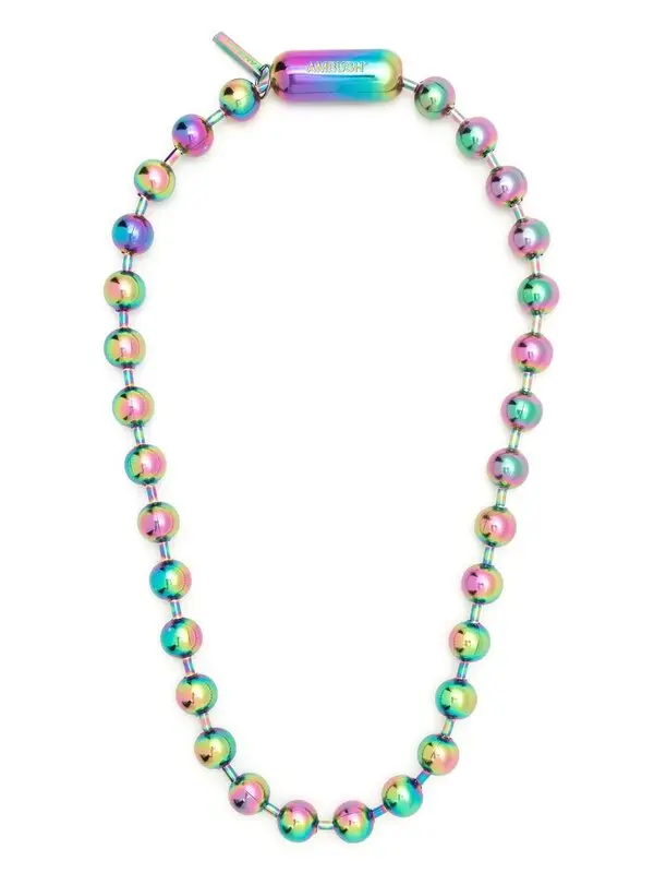 AMBUSH Iridescent-effect Ball Chain Necklace - Green