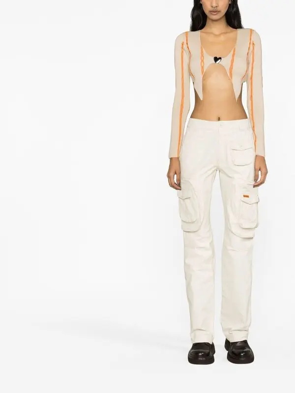 AMBUSH Contrast-trim Cropped Cardigan - Neutrals
