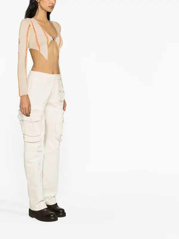 AMBUSH Contrast-trim Cropped Cardigan - Neutrals