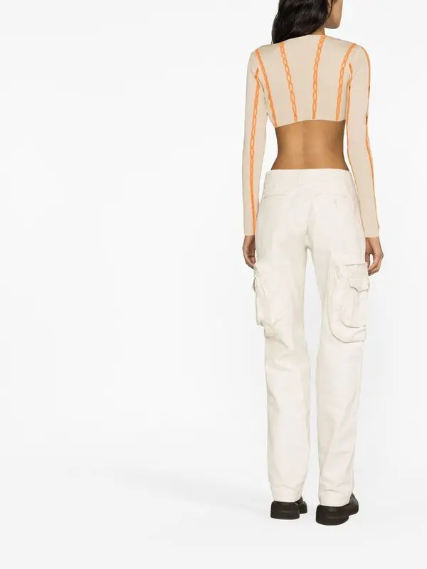 AMBUSH Contrast-trim Cropped Cardigan - Neutrals