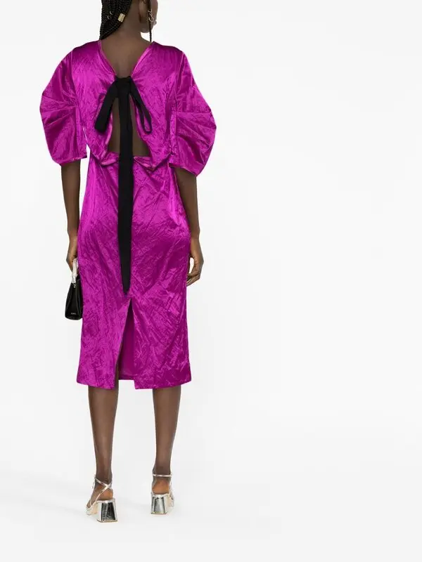 Erdem Floral-embroidered Puff-sleeve Midi Dress