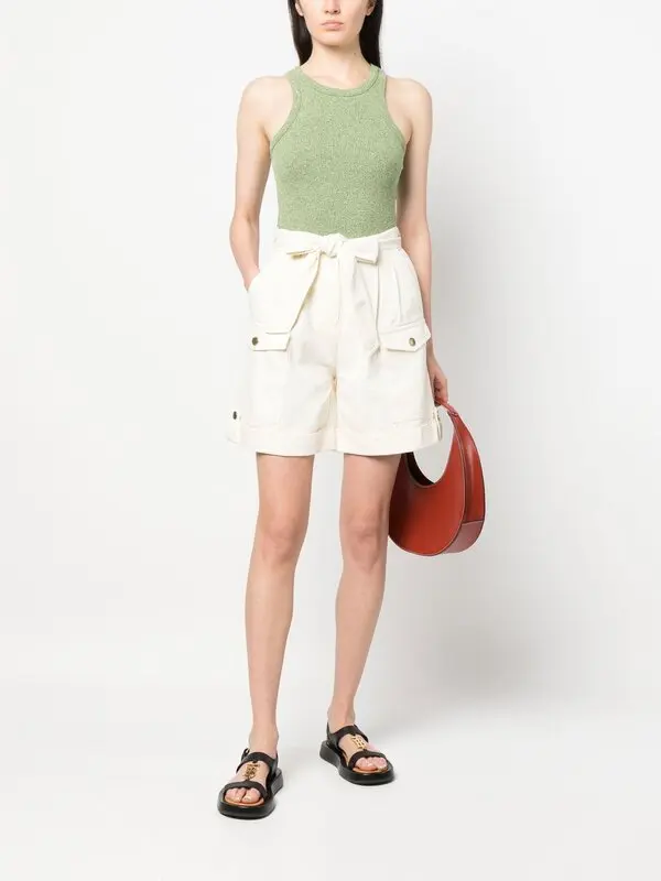 TWINSET Belted Cotton Cargo Shorts