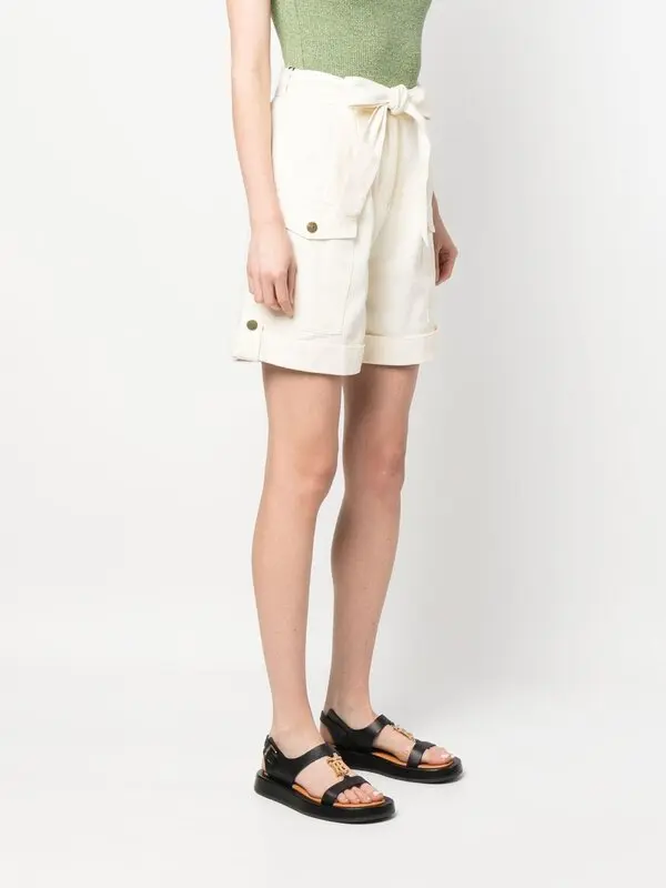 TWINSET Belted Cotton Cargo Shorts