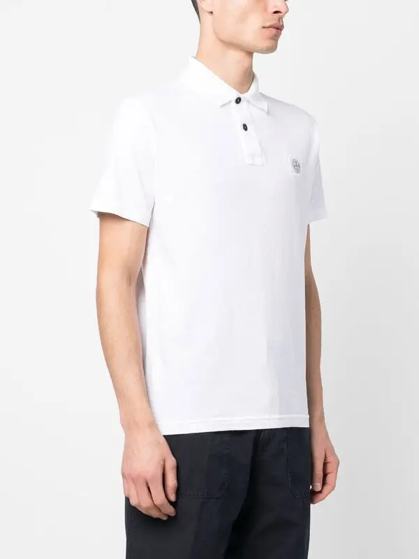 Stone Island Compass-patch Polo Shirt - White