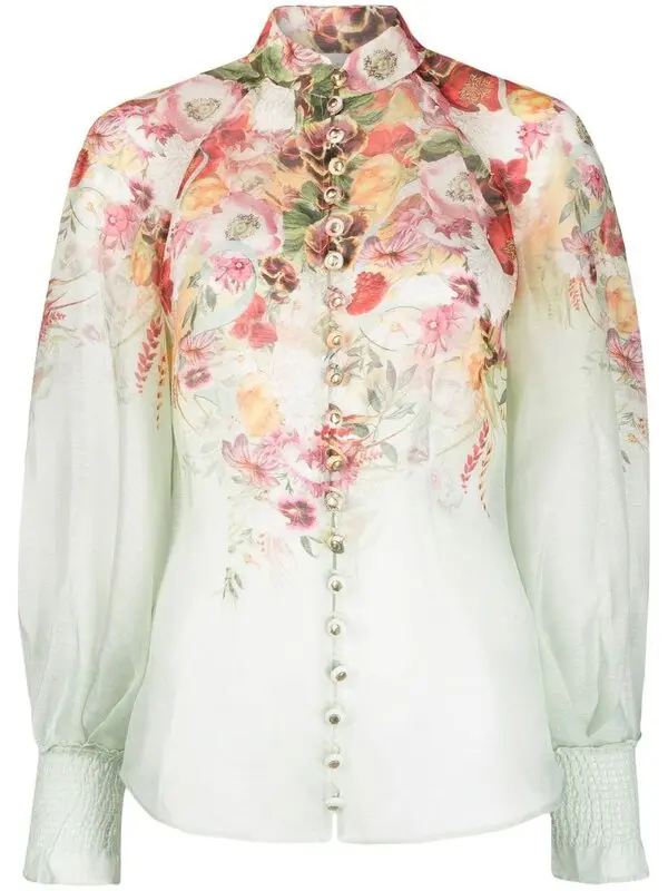 Zimmermann Wonderland Floral-print Blouse - Green