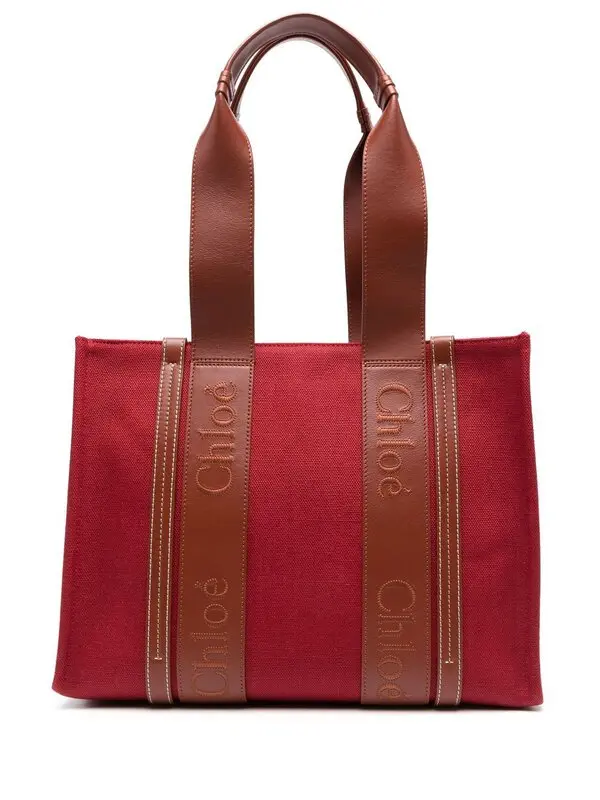 Chloé Linen Embroide-logo Tote Bag
