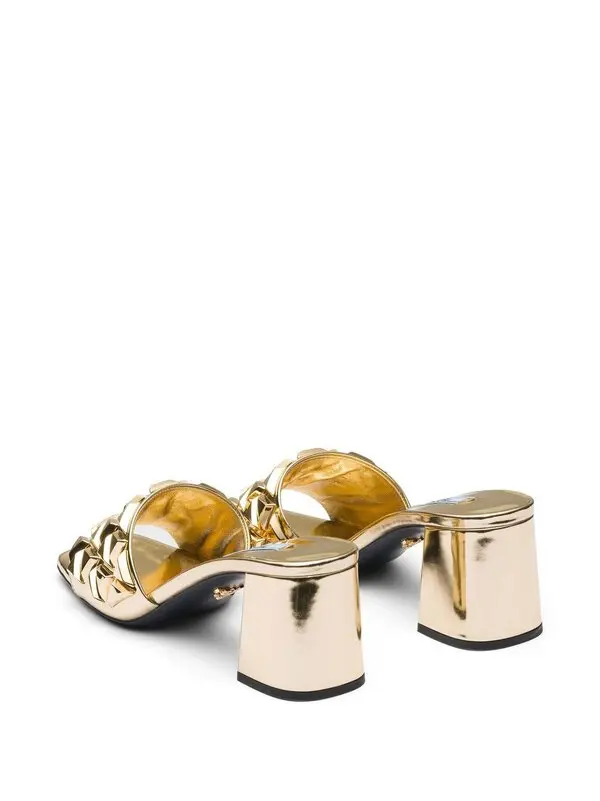 Prada 65mm Metallic-effect Studded Mules