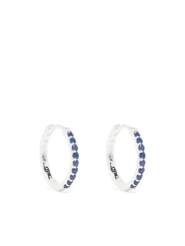 DOWER & HALL Sapphire Huggie Hoop Earrings - Silver