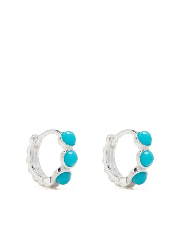DOWER & HALL Turquoise Huggie Hoop Earrings - Silver