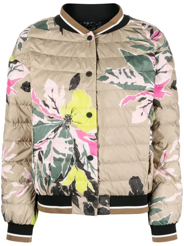 Herno Beta Flower Padded Bomber Jacket - Neutrals