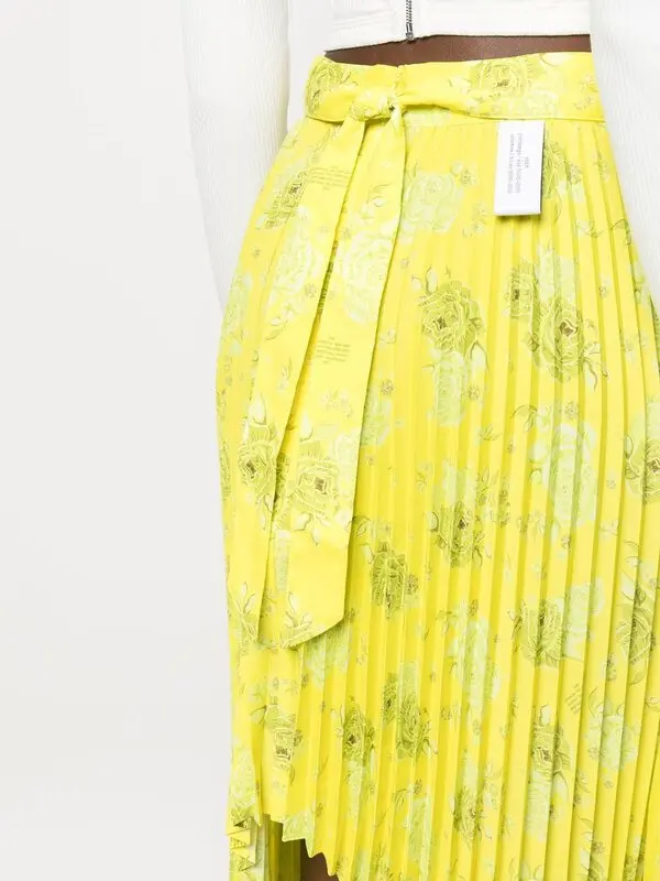 Rokh Arch Pleated Midi Skirt - Yellow