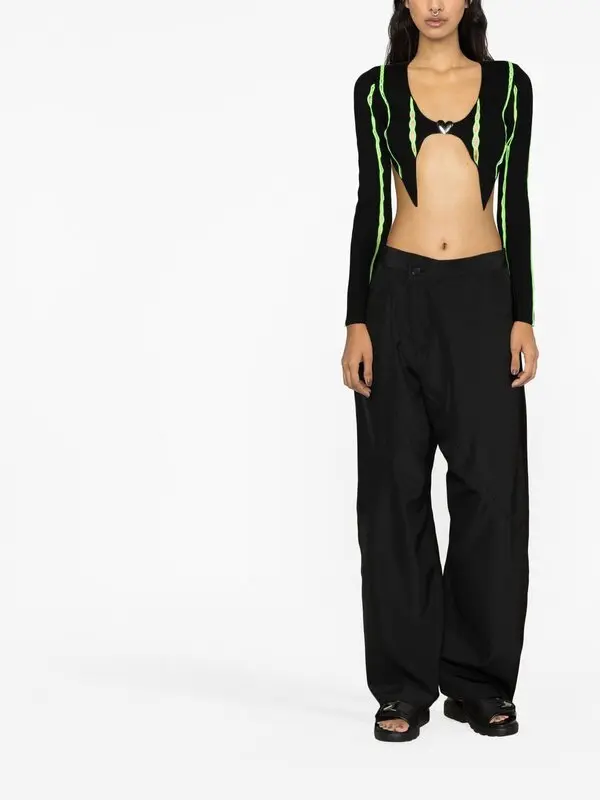 AMBUSH Contrast-trim Cropped Cardigan - Black