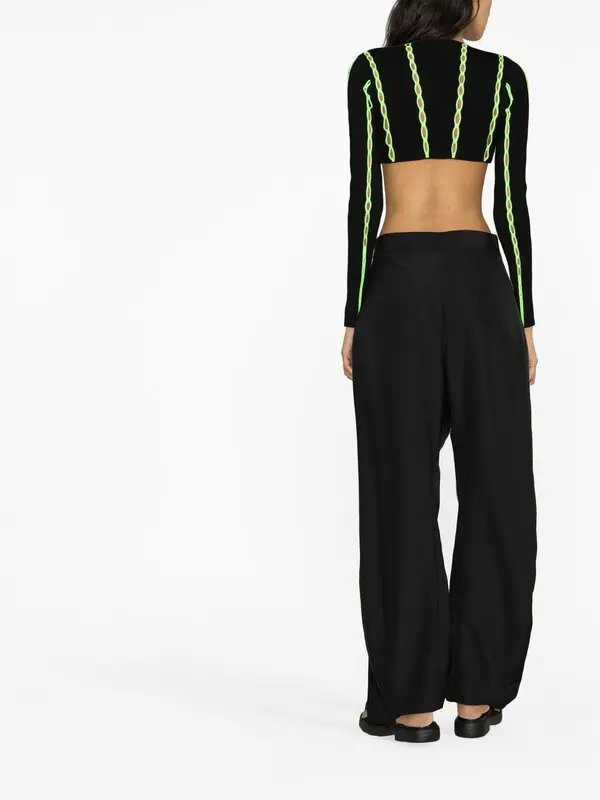 AMBUSH Contrast-trim Cropped Cardigan - Black