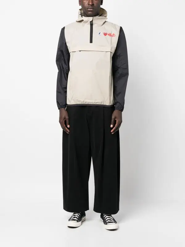 Play Comme Des Garcon Hooded Pullover Jacket - Neutrals