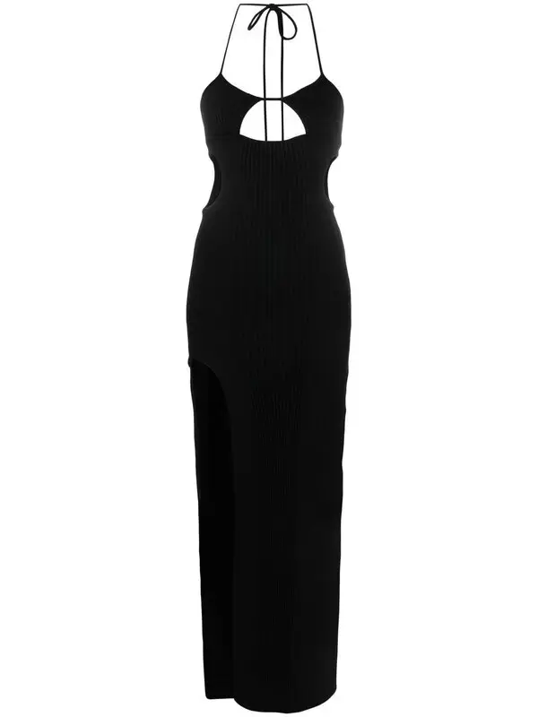 Off-White Cut-out Halterneck Dress - Black