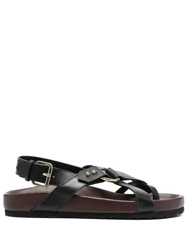 Soeur Mexico Leather Sandals - Black