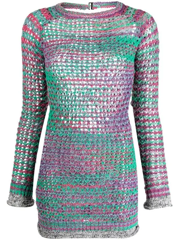 Attico Openwork Knit Minidress - Purple