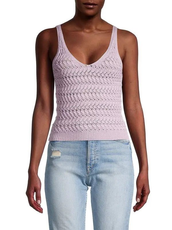 WHITE & WARREN Stretch Cotton Textured Tank Top