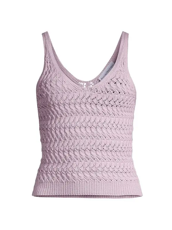 WHITE & WARREN Stretch Cotton Textured Tank Top