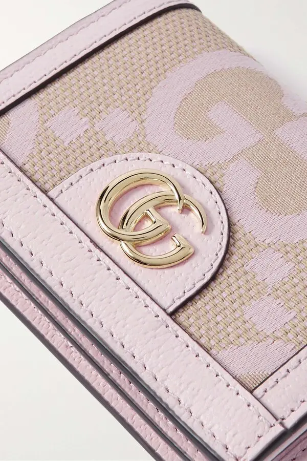 Gucci Ophidia Canvas-jacquard Trimmed Textured-leather Wallet