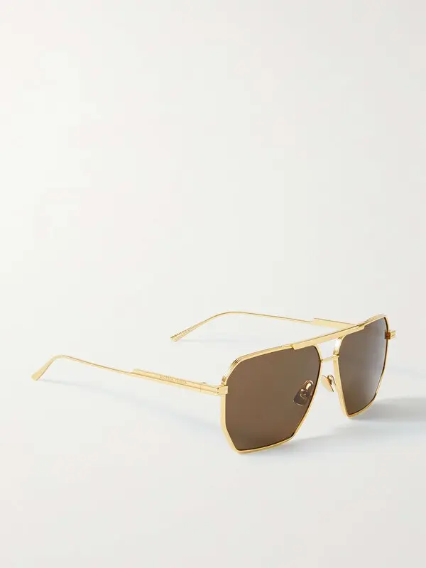 Bottega Veneta Original Aviator Sunglasses In Gold | Editorialist