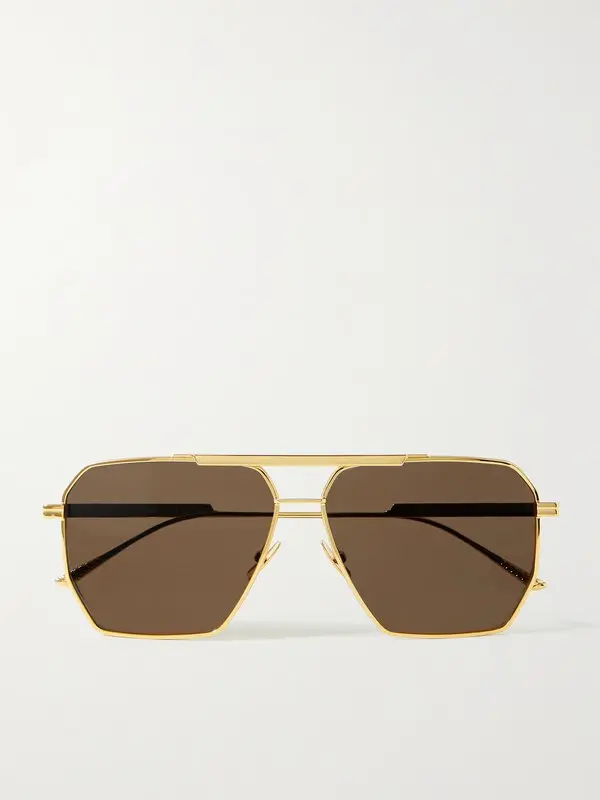 【BOTTEGA VENETA】Gold Frame Sunglasses Bottega Veneta Original Aviator Sunglasses - Gold | Editorialist