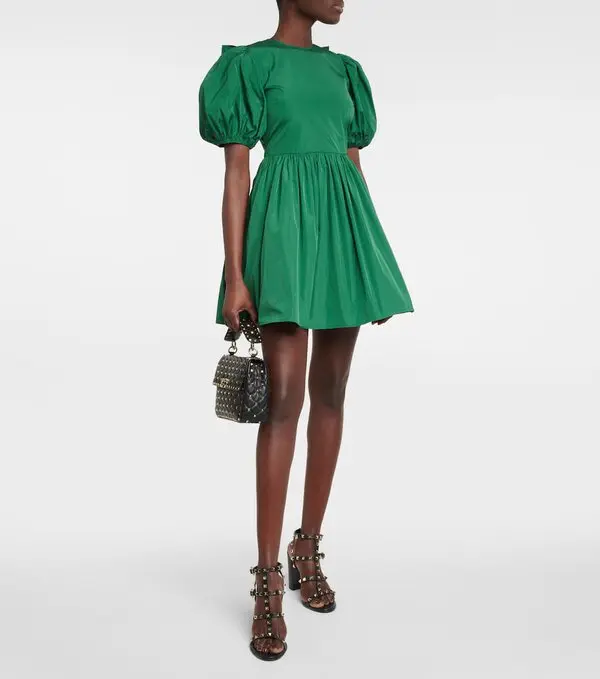 Red Valentino Puff-sleeve Taffeta Minidress