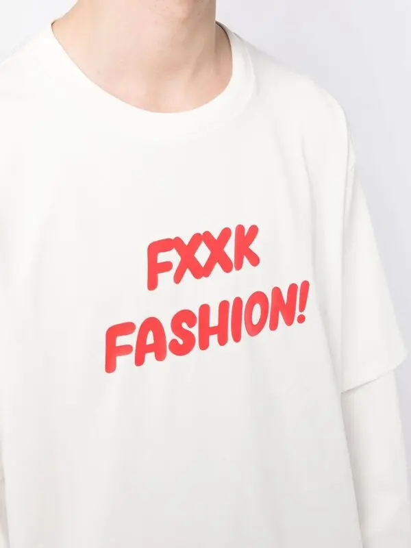 GROUND ZERO Slogan-print Double-sleeved T-shirt - White
