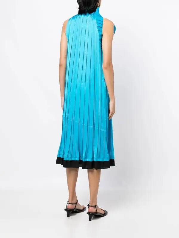 phillip lim pleated dress 3.1 Phillip Lim Size S Blue/Black Paneled Pleated NEW Designer Dress Maxi