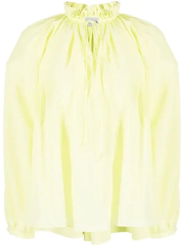 LANVIN Pleated-neckline Silk Blouse - Green