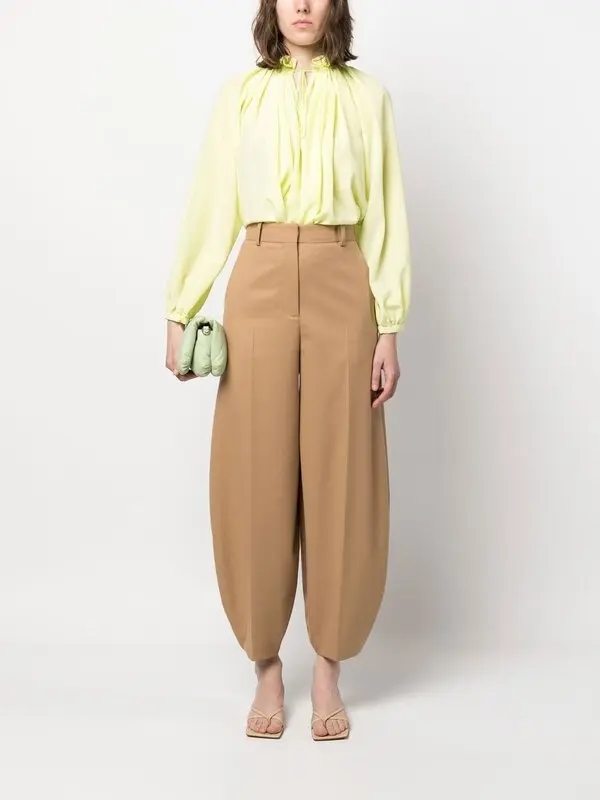 LANVIN Pleated-neckline Silk Blouse - Green