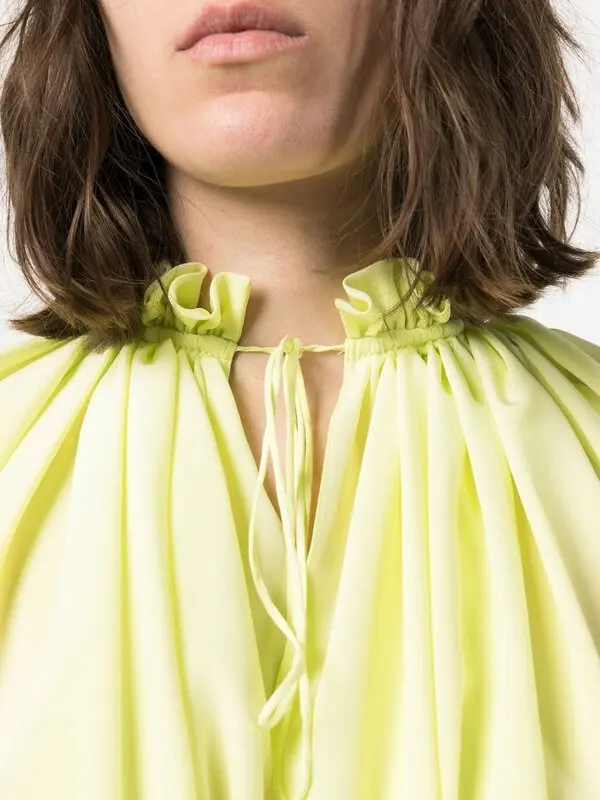 LANVIN Pleated-neckline Silk Blouse - Green