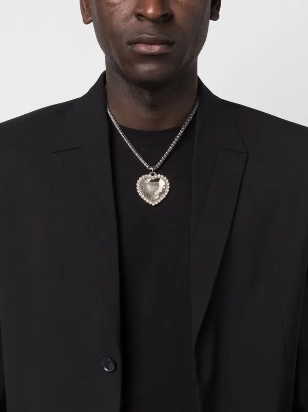 Vetements Crystal-embellished Heart Charm Necklace