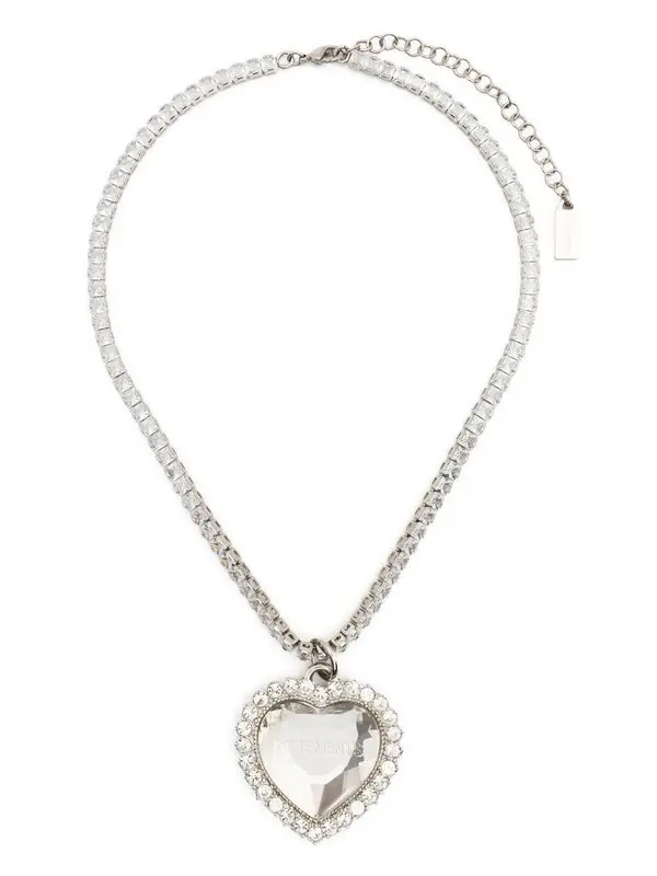 Vetements Crystal-embellished Heart Charm Necklace