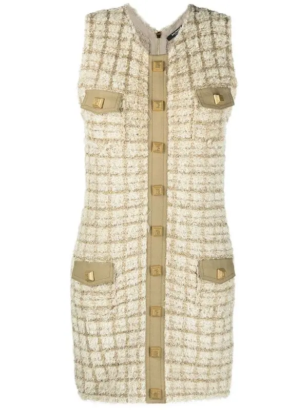 Balmain Tweed Sleeveless Dress