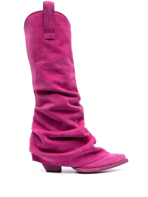 R13 Gathered Western Knee-high Boot