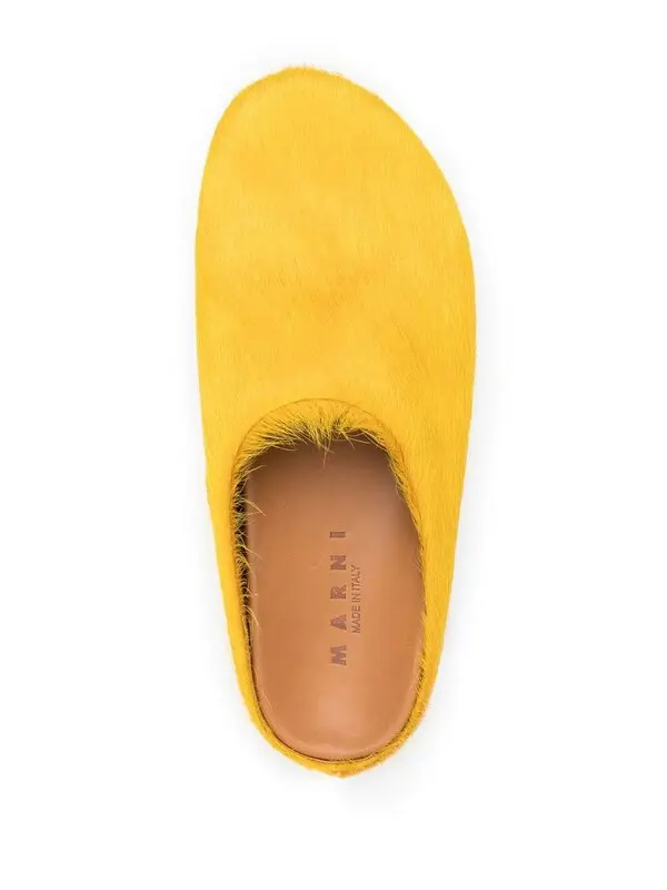 Marni Fussbet Sabot Calf-hair Slippers - Yellow