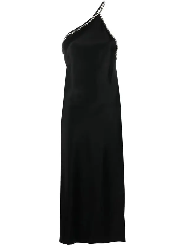 Dodo Bar Or One-shoulder Crystal Embellished Midi Dress - Black