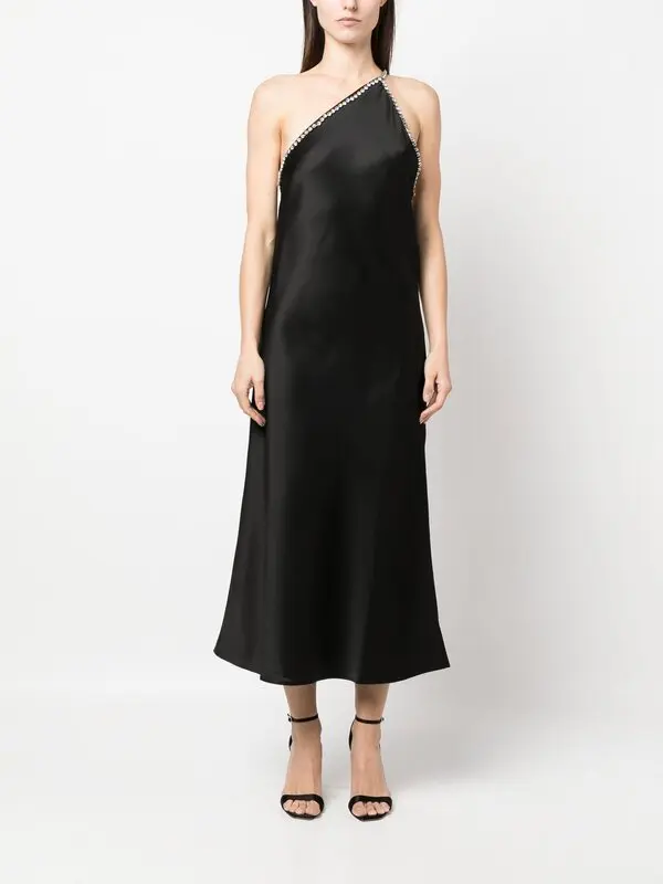 Dodo Bar Or One-shoulder Crystal Embellished Midi Dress