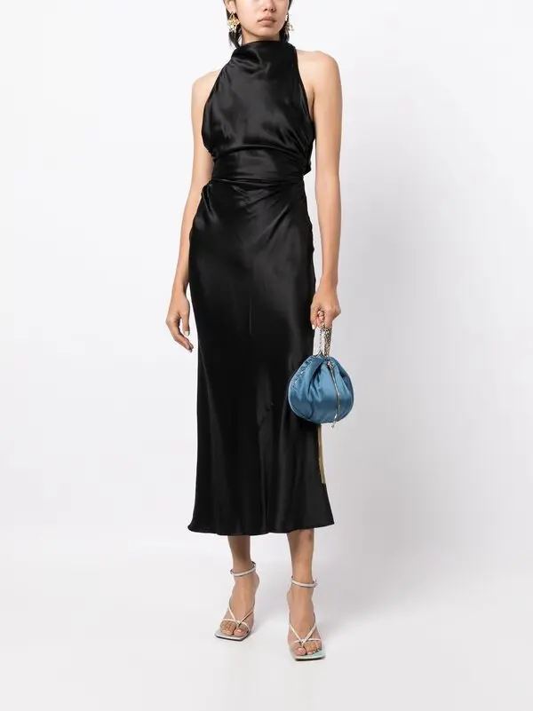 REFORMATION Casette Silk Midi Dress - Black