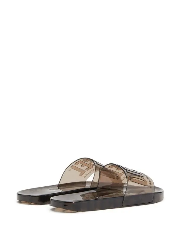 Diesel® Logo-Embossed Slides In Brown - 29% Off | Editorialist display picture 1