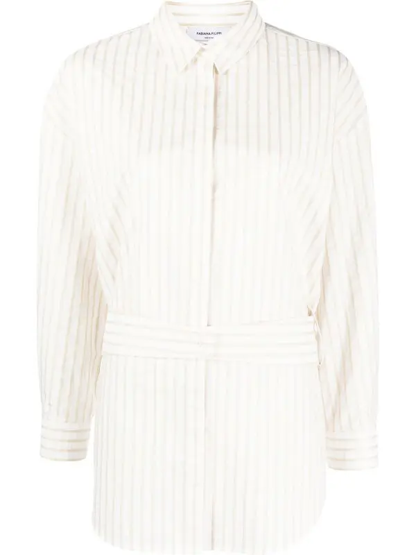 Fabiana Filippi Stripe-print Tied-waist Shirt