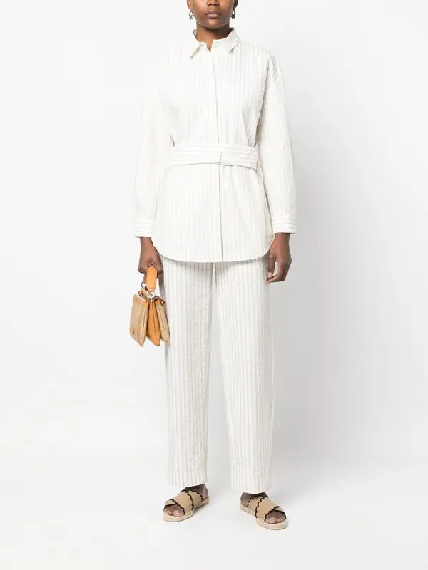 Fabiana Filippi Stripe-print Tied-waist Shirt