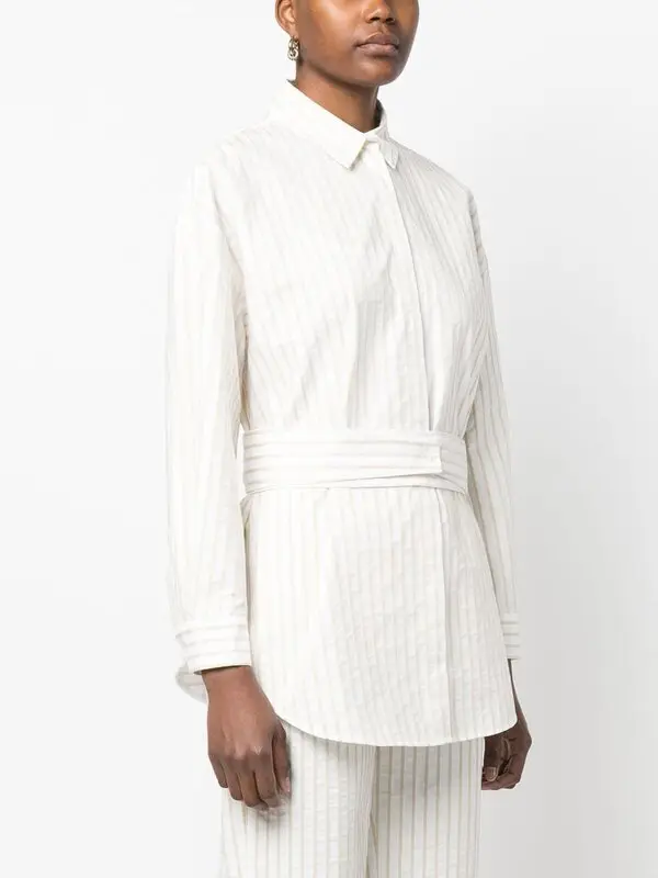 Fabiana Filippi Stripe-print Tied-waist Shirt