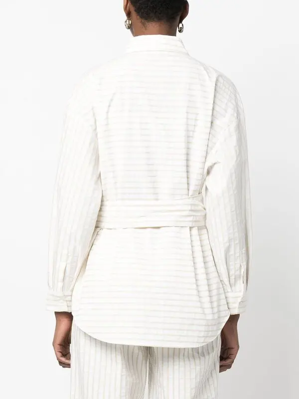 Fabiana Filippi Stripe-print Tied-waist Shirt