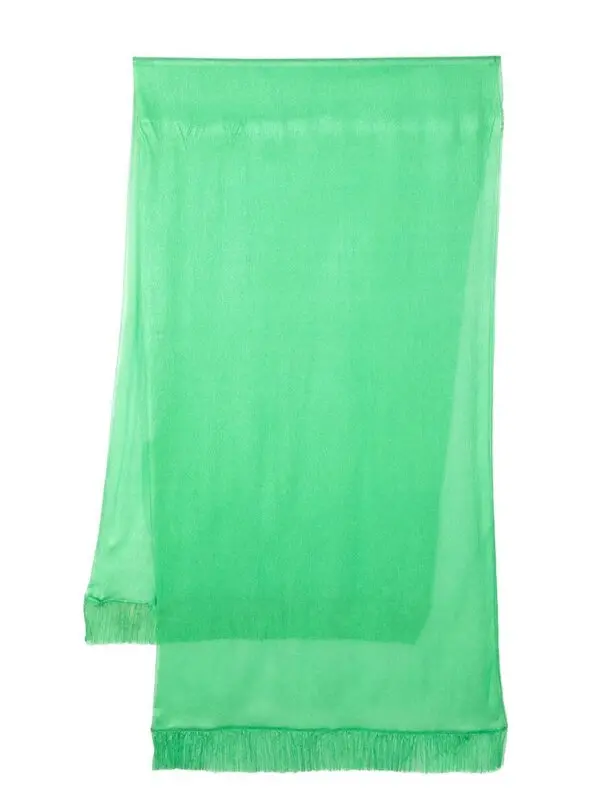 MARIA LUCIA HOHAN Fringed Silk Scarf - Green