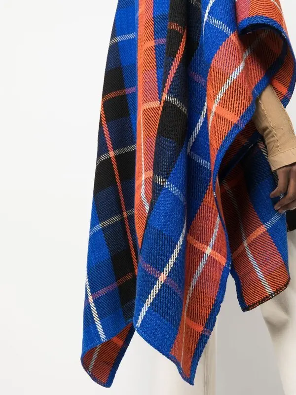 Colville Windowpane-pattern Wool Poncho