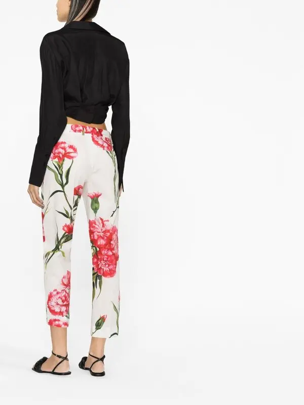Dolce & Gabbana Carnation-print Cropped Trousers