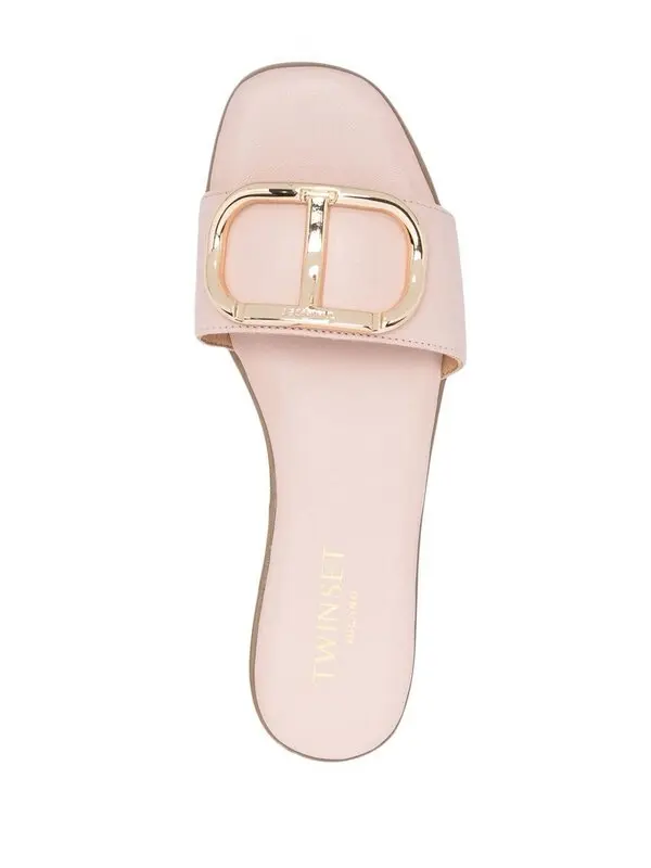 TWINSET Logo Plaque Square-toe Slides